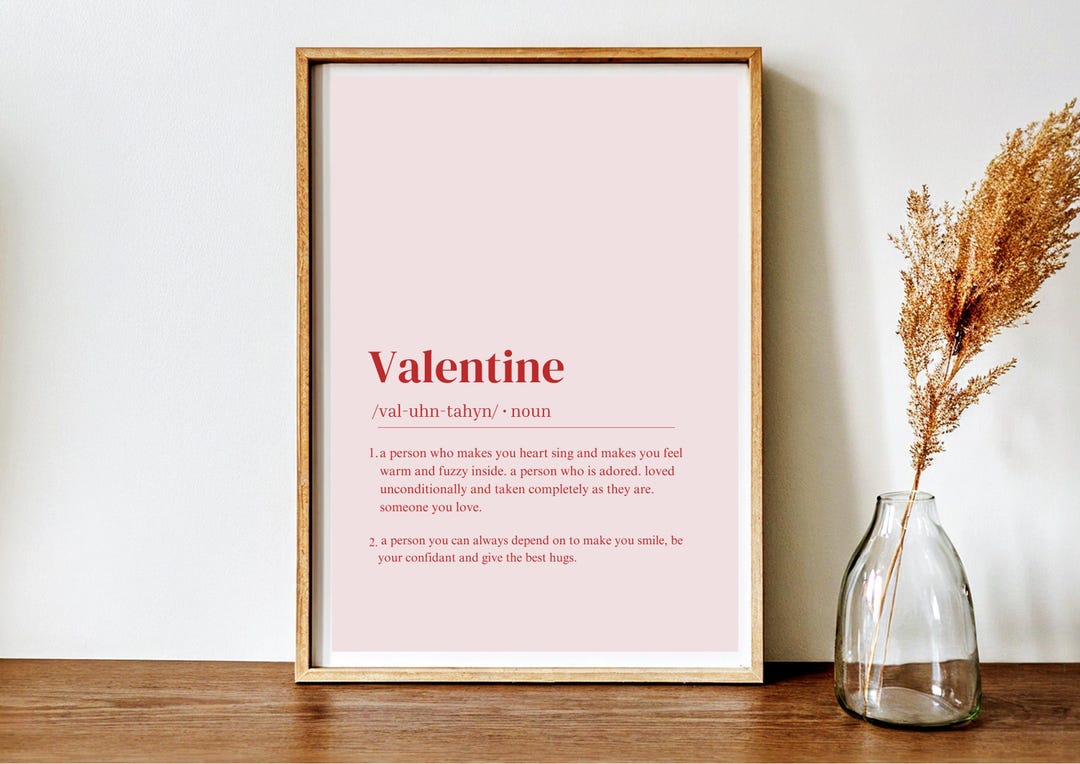 Pink Valentine Definition Poster, Valentines Day Gift Print, Valentines ...