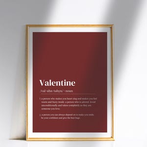 Claret Red Valentine Definition Poster, Valentines Day Gift Print ...