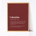 Claret Red Valentine Definition Poster, Valentines Day Gift Print ...