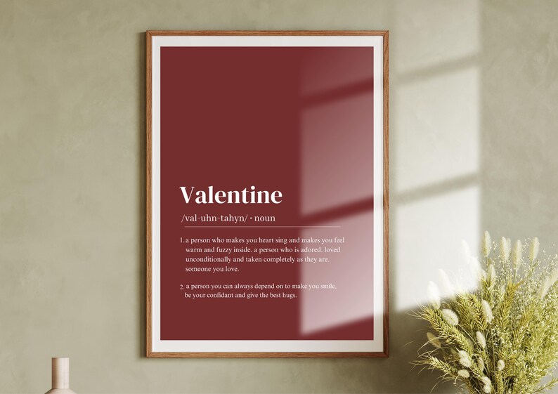 Claret Red Valentine Definition Poster, Valentines Day Gift Print ...