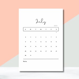 Printable Minimalist July 2023 Calendar, Aesthetic Wall Calendar A4 ...