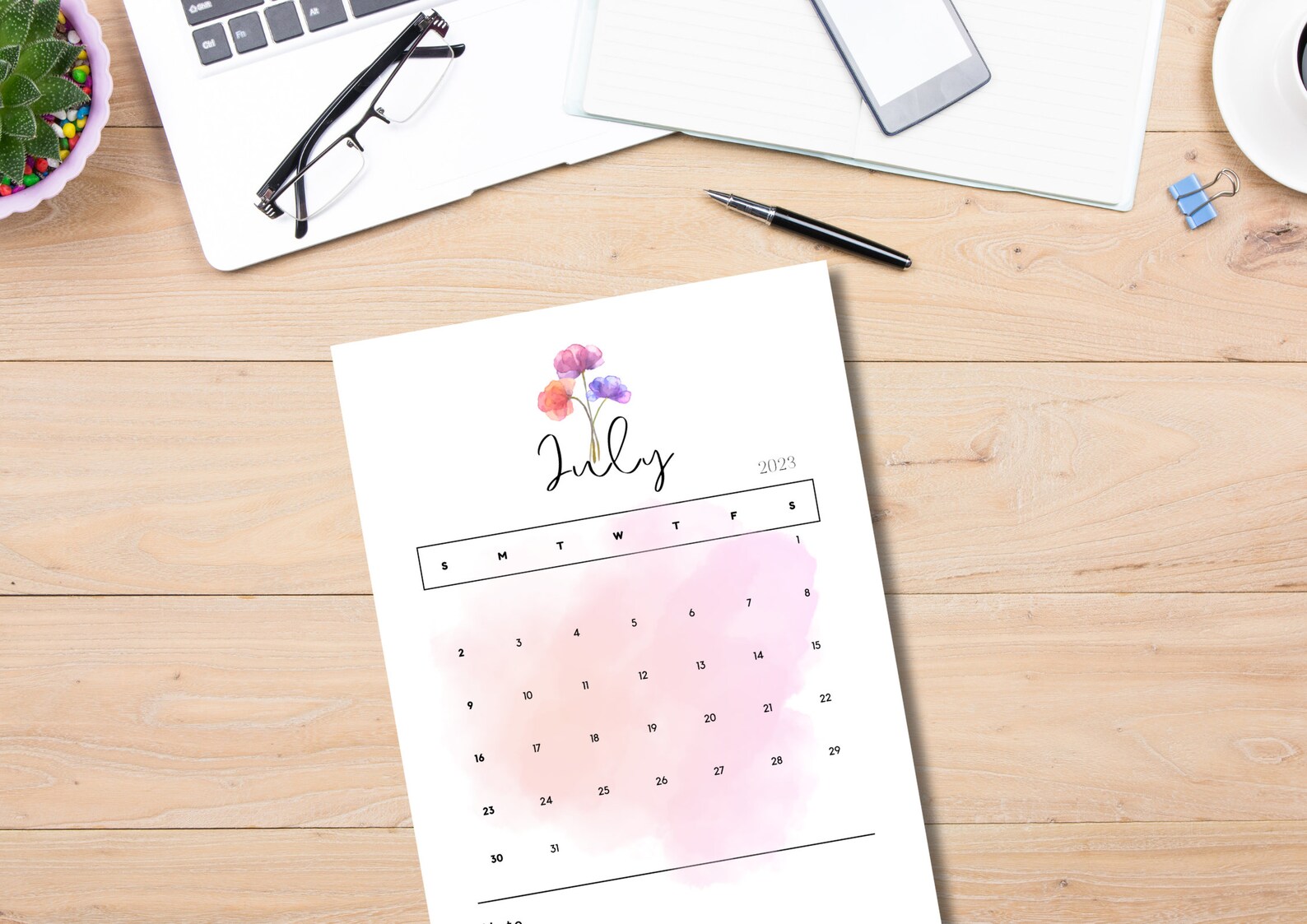 Printable July 2023 Calendar, Aesthetic Wall Calendar A4 Size, Digital ...
