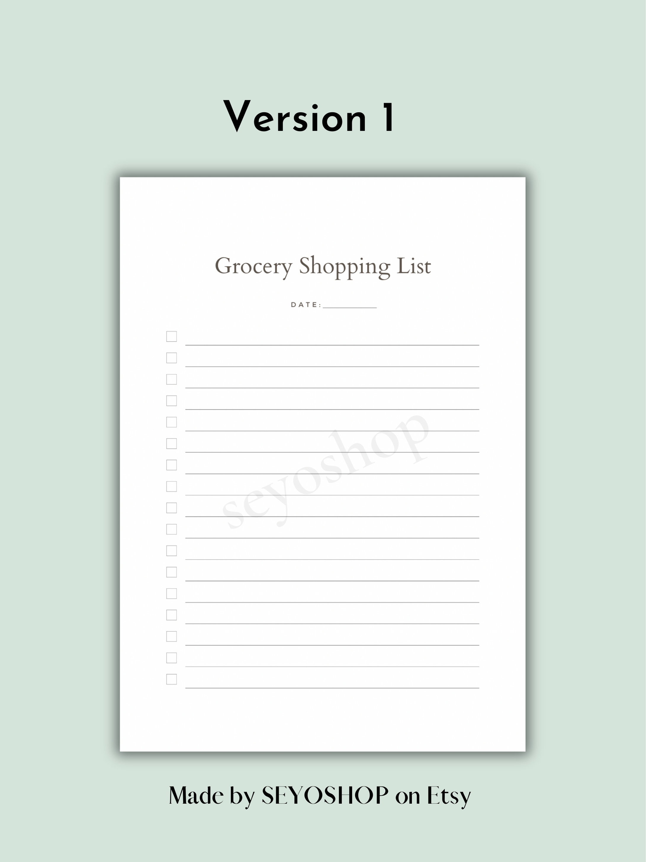Grocery List Printable Template, Food Shopping List, Grocery Planner ...