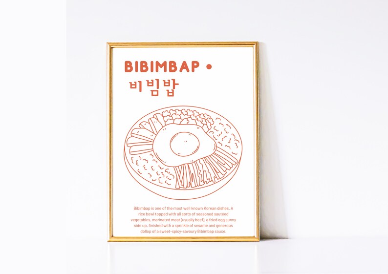 Korean Food Bibimbap Printable Poster, Korean Kawaii Kpop Art, Kitchen ...