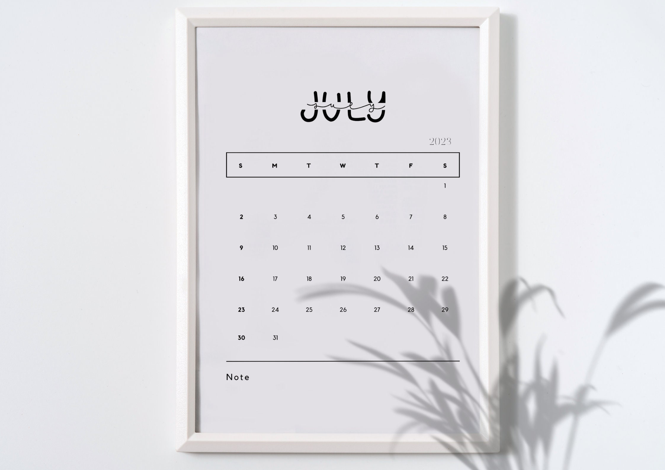 Printable Minimalist July 2023 Calendar, Aesthetic Wall Calendar A4 ...