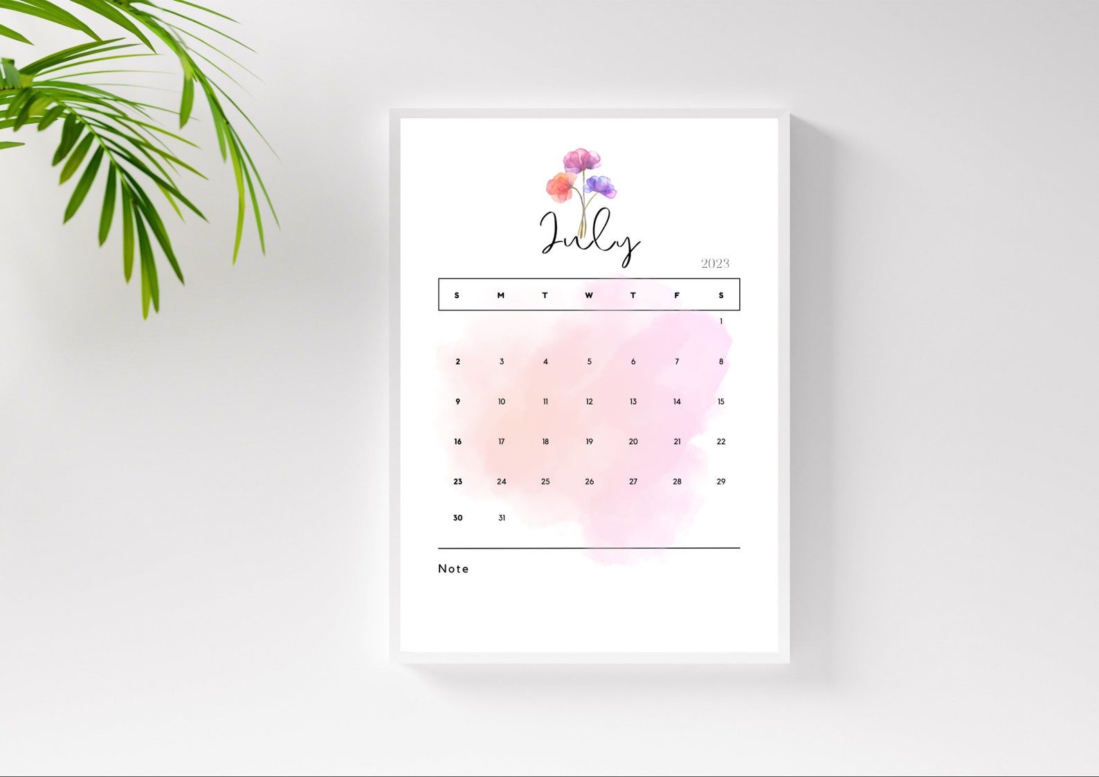 Printable July 2023 Calendar, Aesthetic Wall Calendar A4 Size, Digital ...