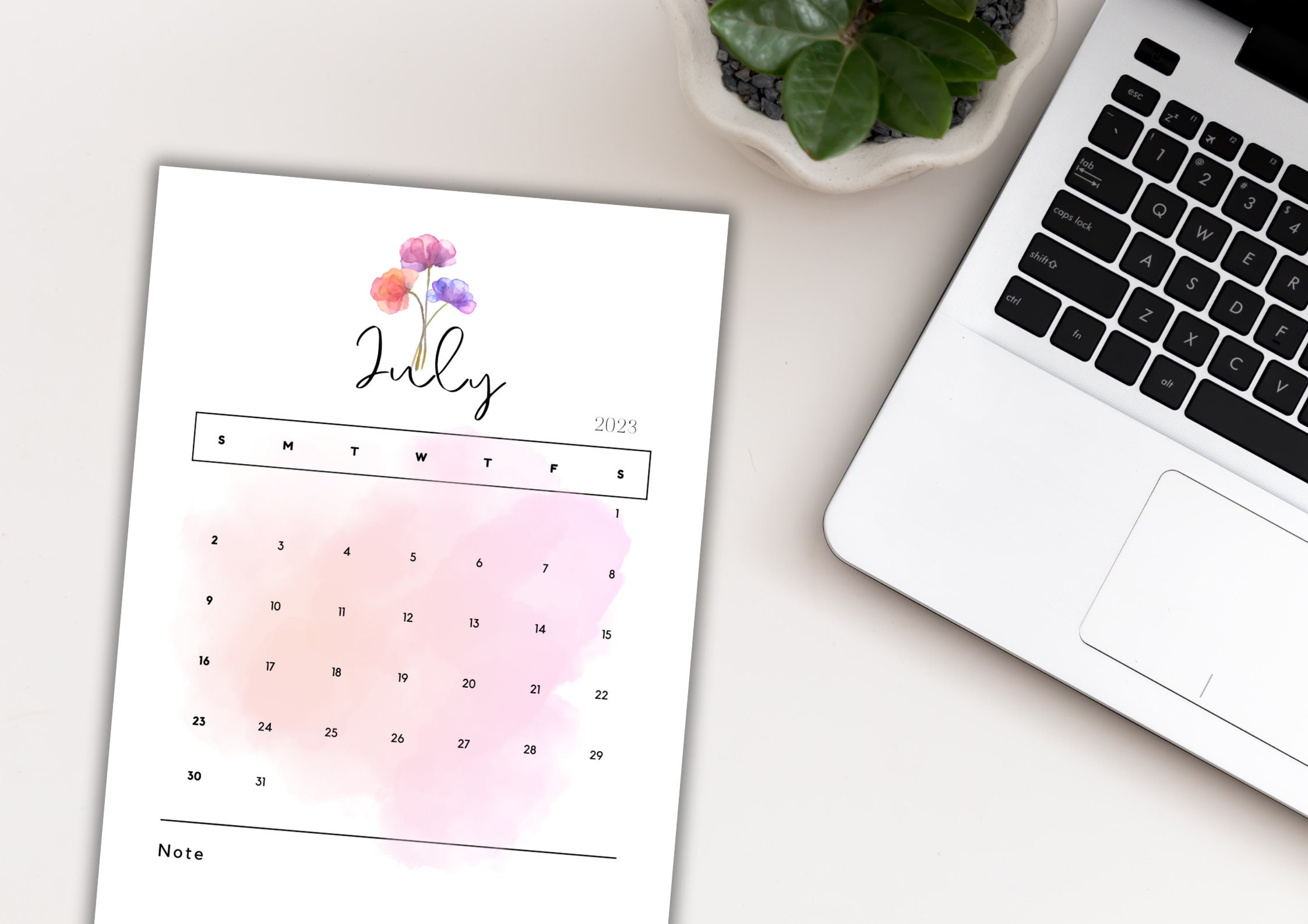 Printable July 2023 Calendar, Aesthetic Wall Calendar A4 Size, Digital ...