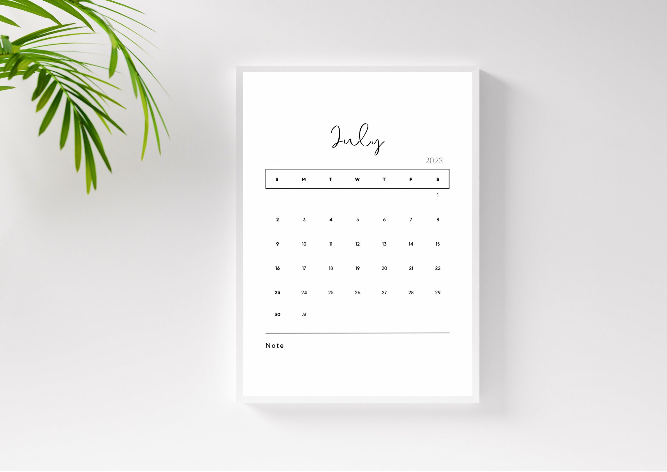 Printable Minimalist July 2023 Calendar, Aesthetic Wall Calendar A4 ...