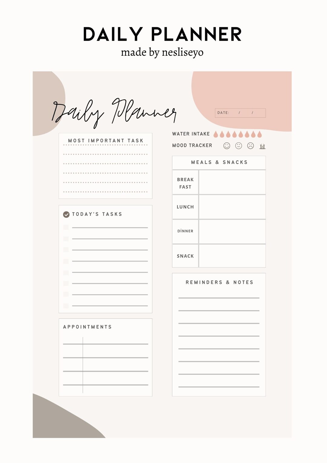 DAILY PLANNER PDF, Printable Daily Planner A4 Size - Etsy