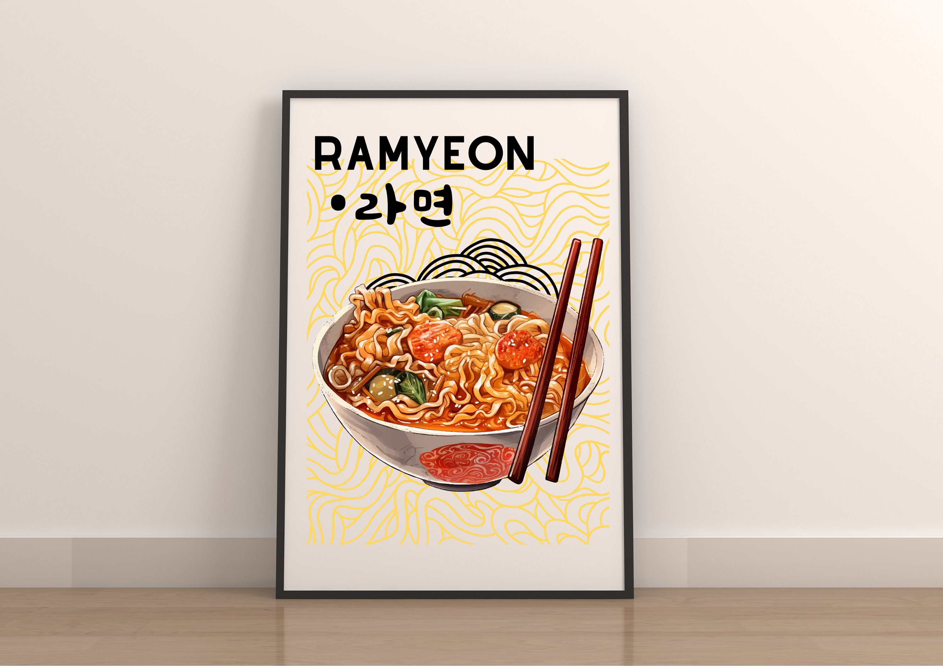 Korean Food Poster, Korean Ramen, Kitchen Decor, Ramen Wall Art ...