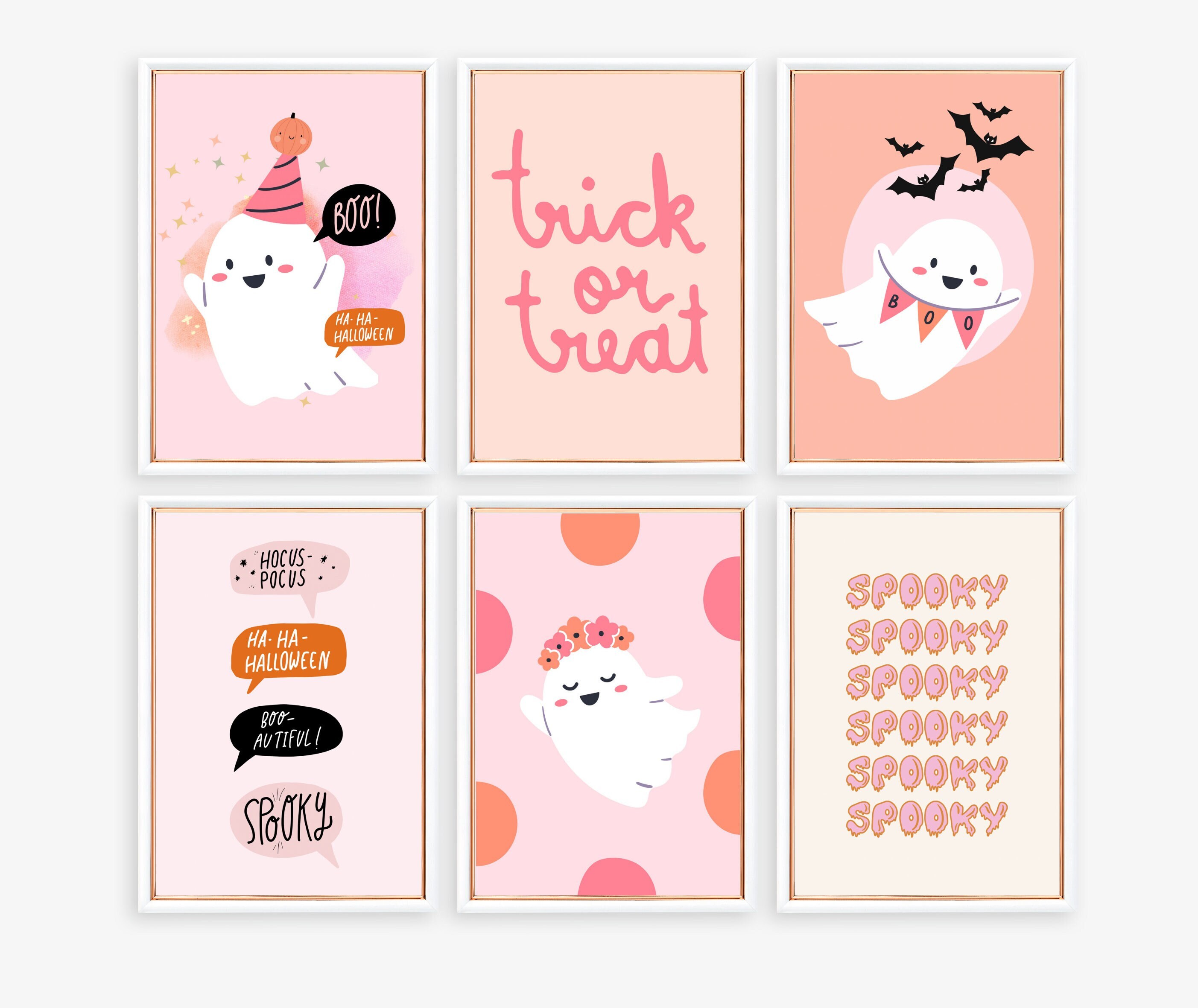 Pastel Halloween Decor, Girl Kids Halloween Ghost Wall Art Printable ...