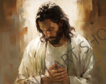 Jesus Yeshua Praying 40 Days in the Wilderness PNG Digital Christian ...