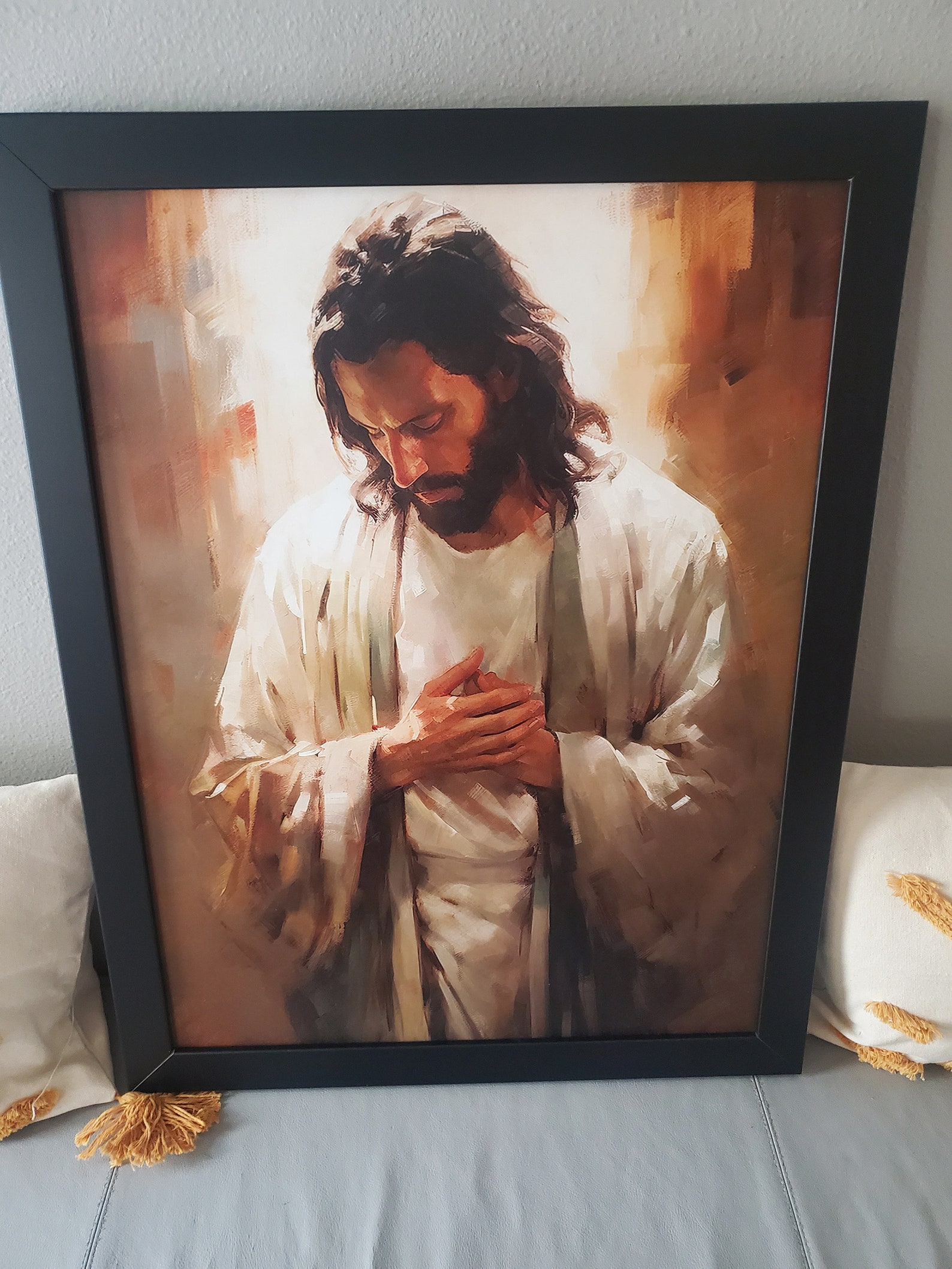 Jesus Yeshua Praying Oil Painting PNG Digital Christian Art - High ...