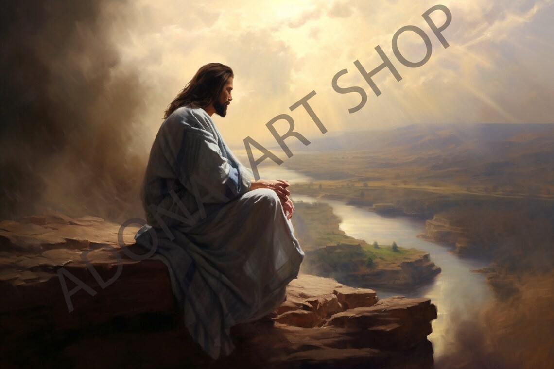 Jesus Yeshua Praying 40 Days in the Wilderness PNG Digital Christian ...