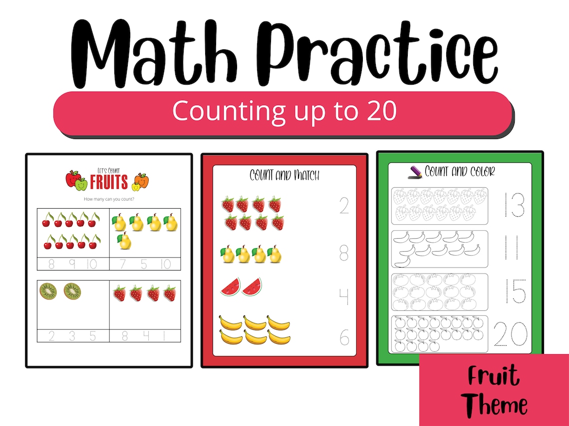 Counting 1 to 20 Worksheets for Preschool and Kindergarten With Number ...