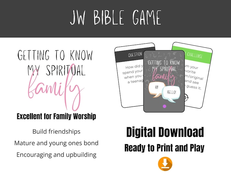 JW Games, JW Family Worship, Getting to Know My Spiritual Family Card ...