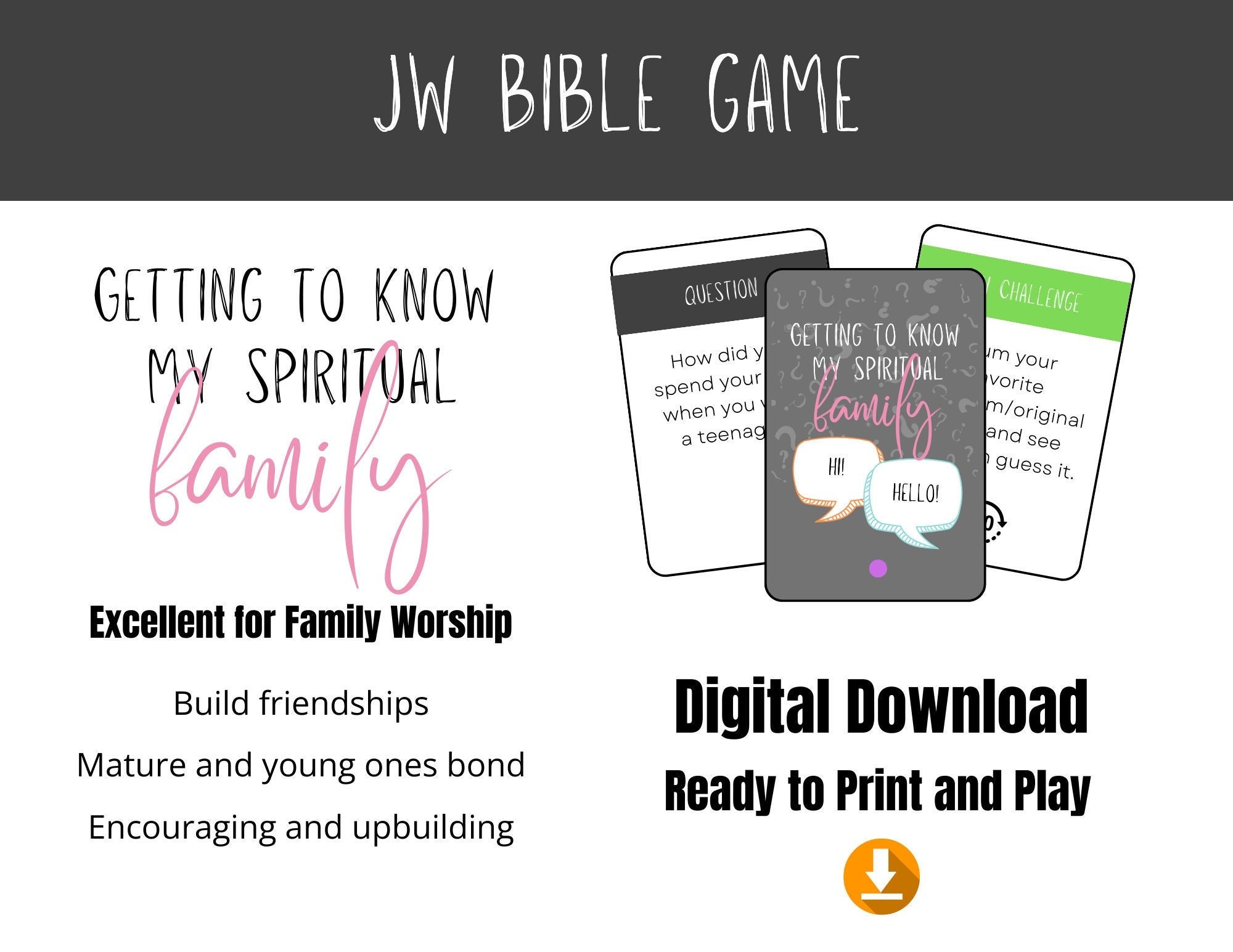 JW Games, JW Family Worship, Getting to Know My Spiritual Family Card ...