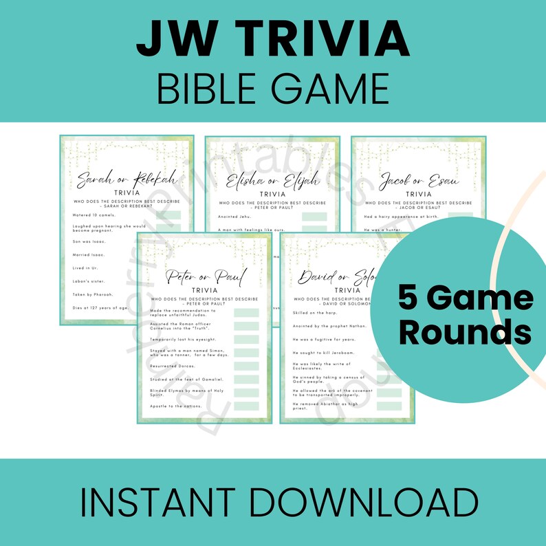 JW Family Worship Games, Jw Bible Character's Trivia, Printable Games ...