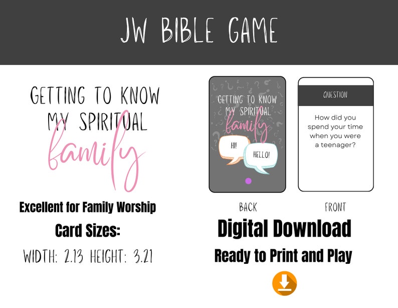 JW Games, JW Family Worship, Getting to Know My Spiritual Family Card ...