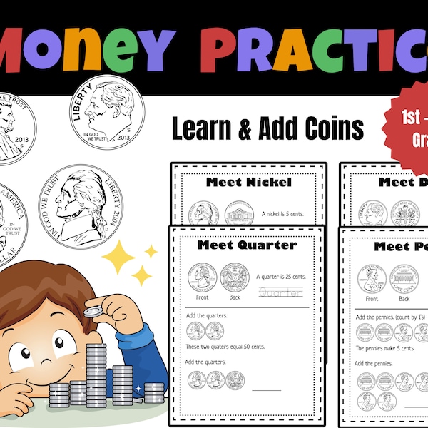 Counting Coins Worksheet - Etsy