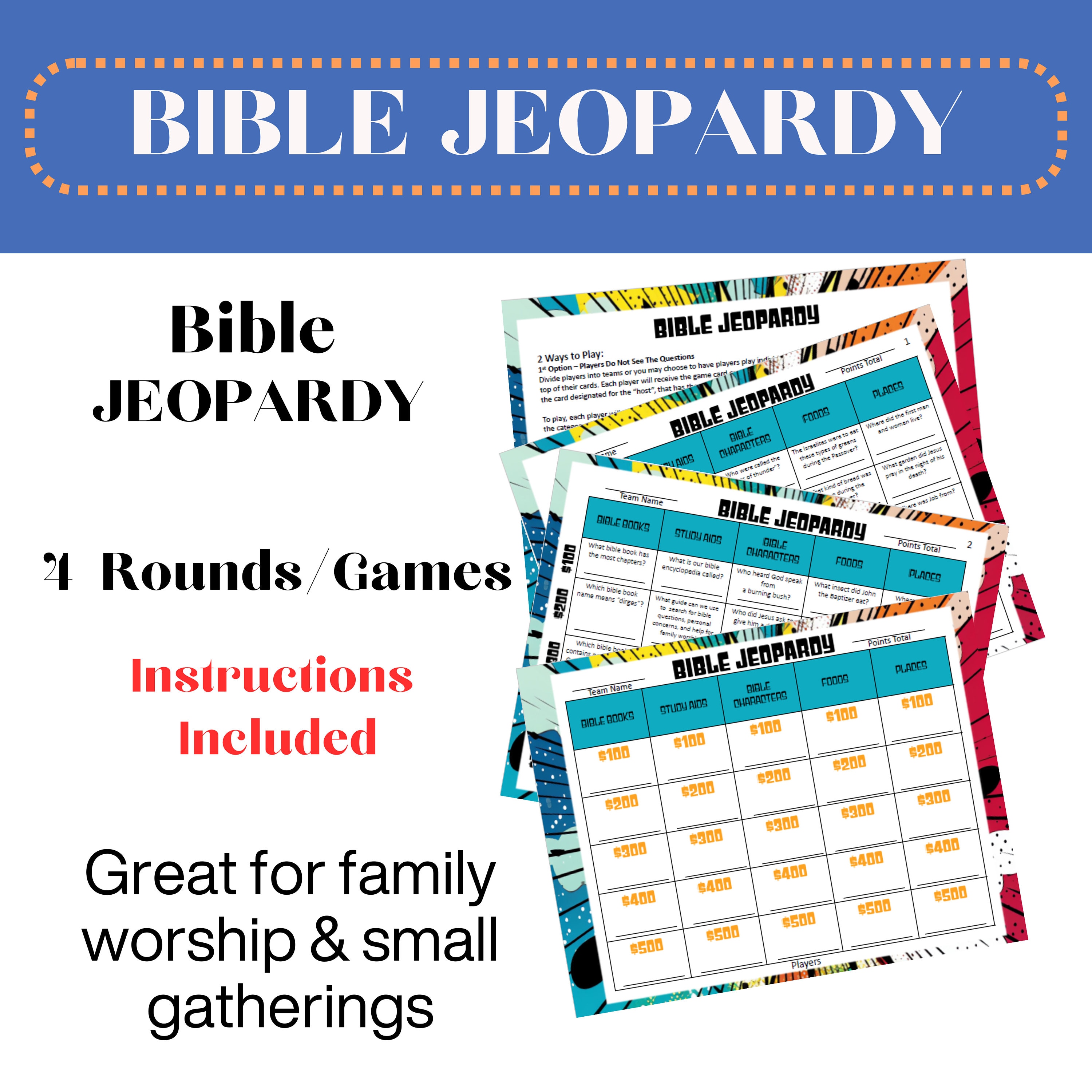 JW Family Worship Games, Bible Jeopardy Jw, Printable Games for JW ...