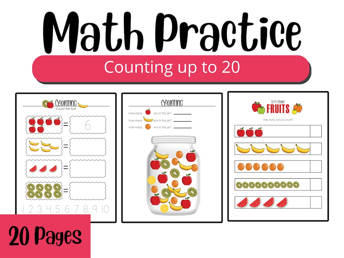 Counting 1 to 20 Worksheets for Preschool Kindergarten, Number Tracing ...