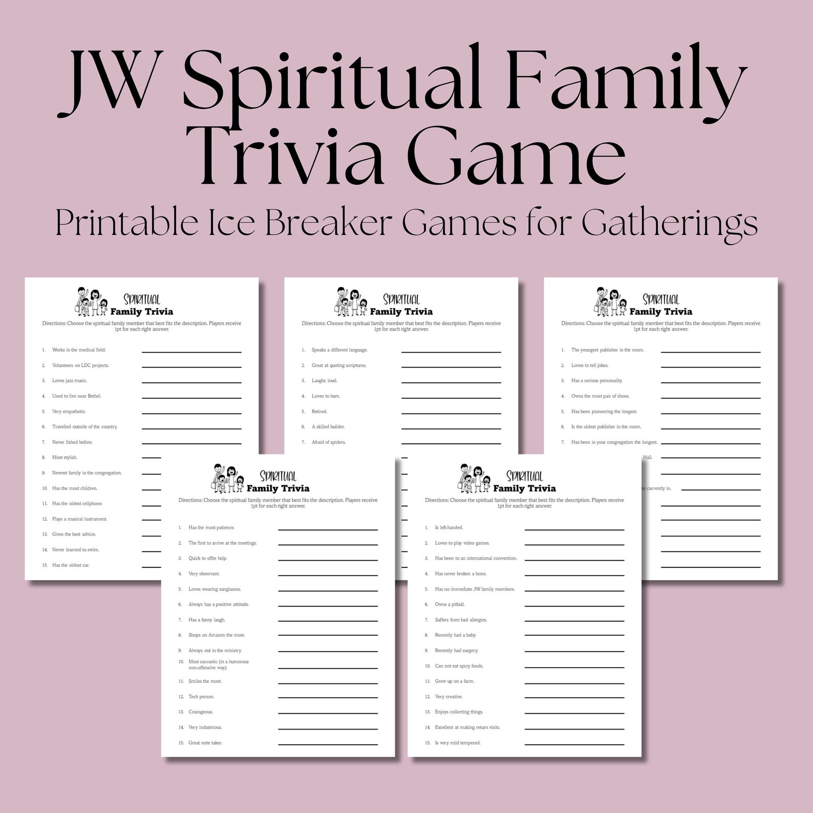 JW Family Worship Games, Spiritual Family Trivia Jw, Printable Games ...