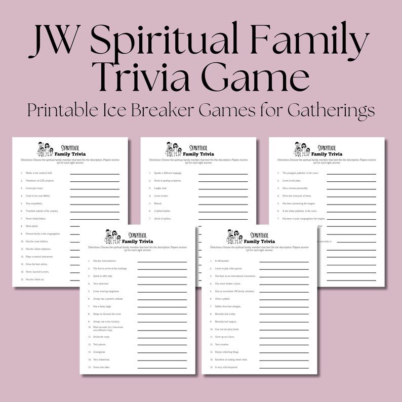 JW Family Worship Games, Spiritual Family Trivia Jw, Printable Games ...