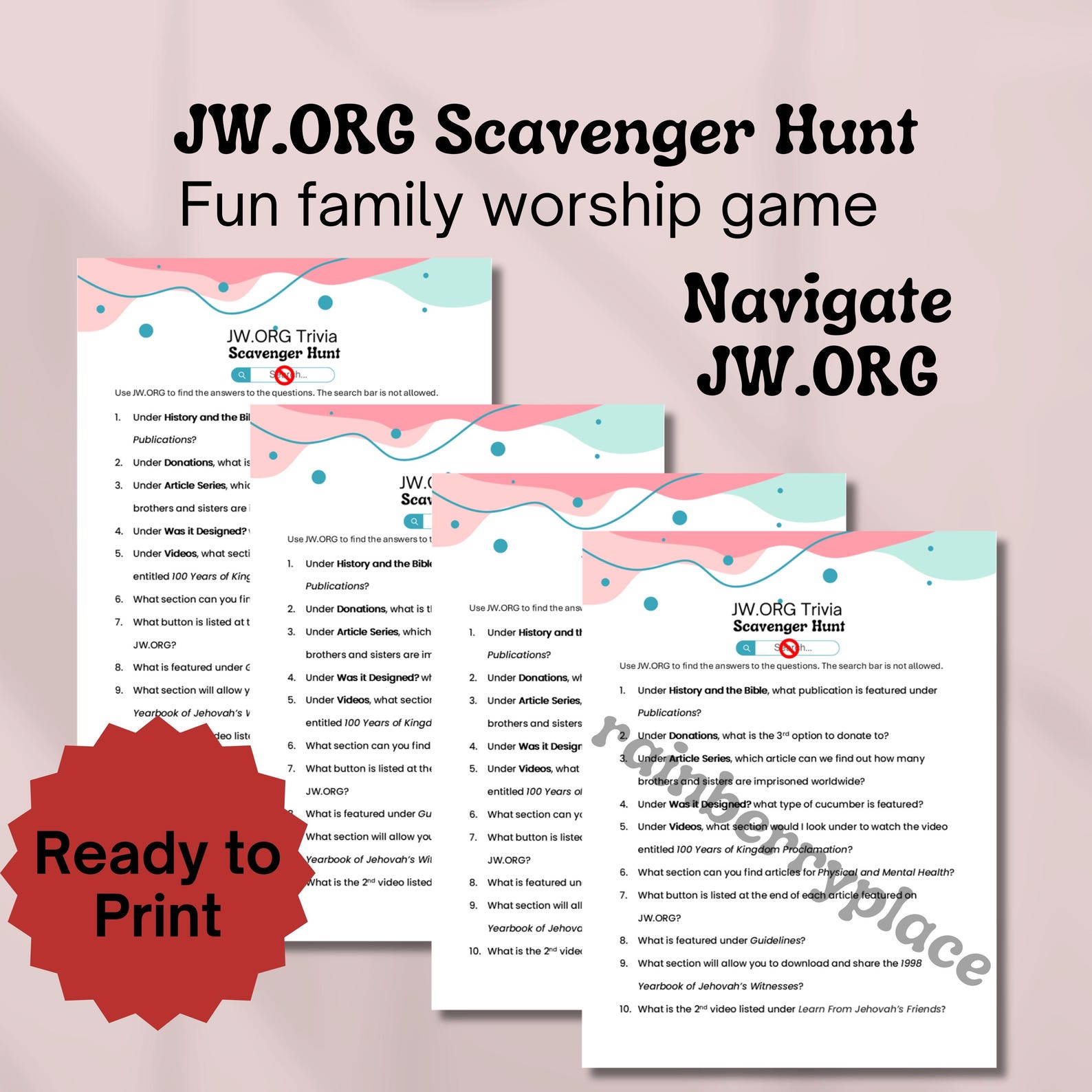 JW Family Worship Games Ideas, Jw.org Scavenger Hunt, Games for JW, Bible Games Jw, Games for ...