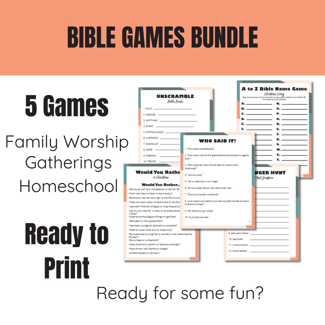 JW Family Worship Games, Printable Games for JW, Bible Games JW, Games ...