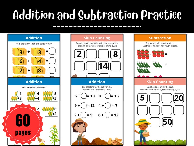 Kindergarten 1st Grade Printable Math Worksheets, Addition and ...