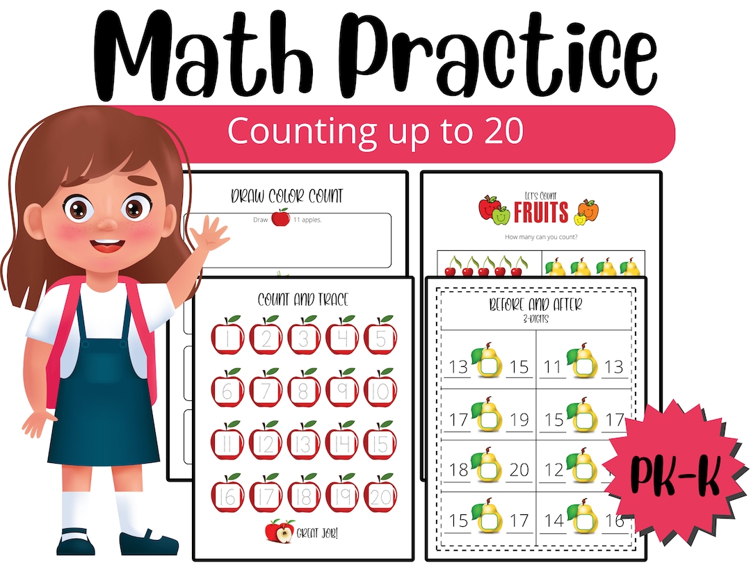 Counting 1 to 20 Worksheets for Preschool and Kindergarten With Number ...