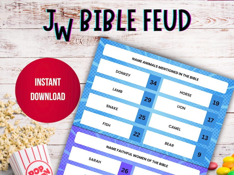 JW Games, Bible Feud Jw, Family Worship Games, Printable Games for JW ...