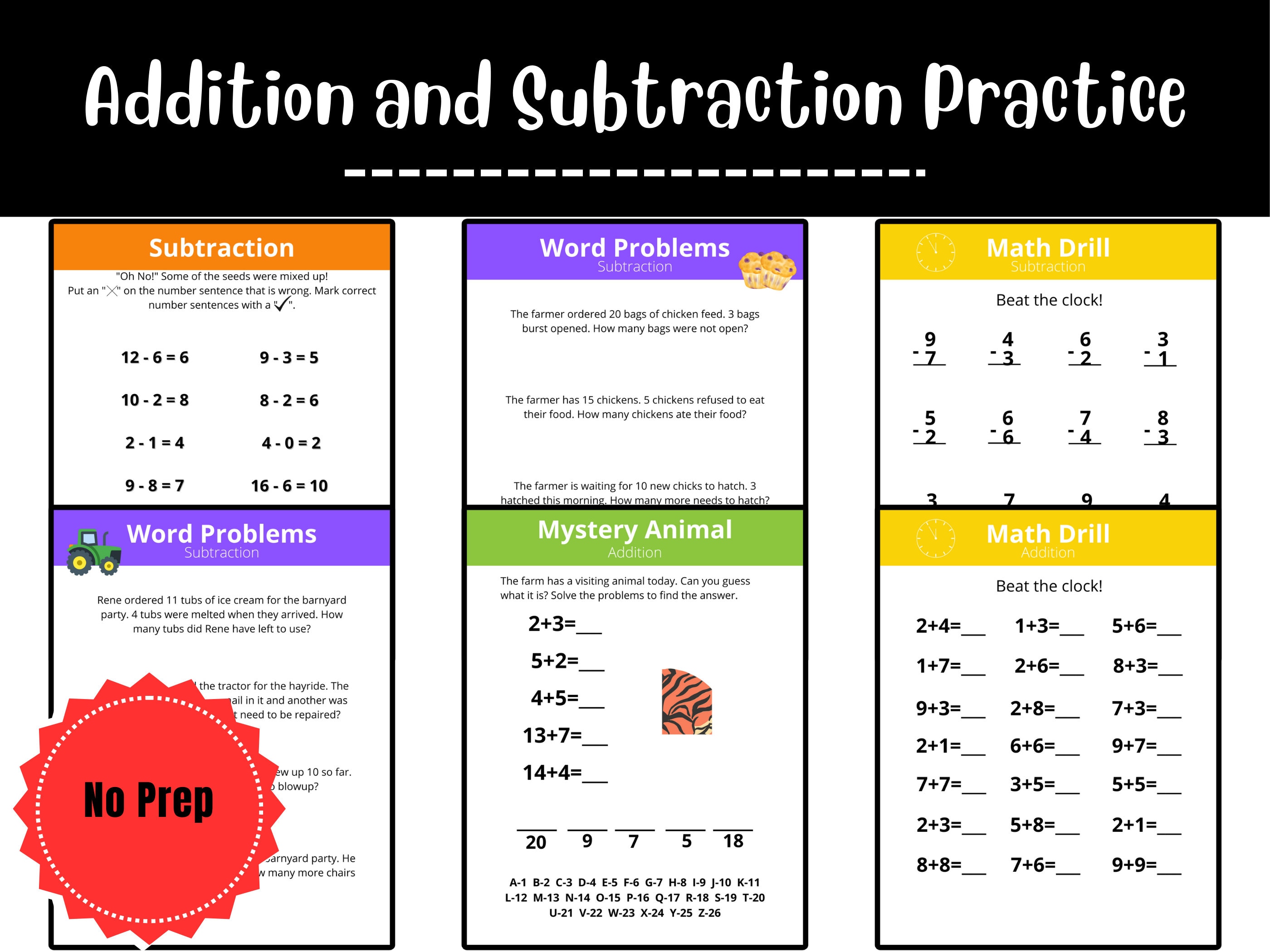 Kindergarten 1st Grade Printable Math Worksheets, Addition and ...