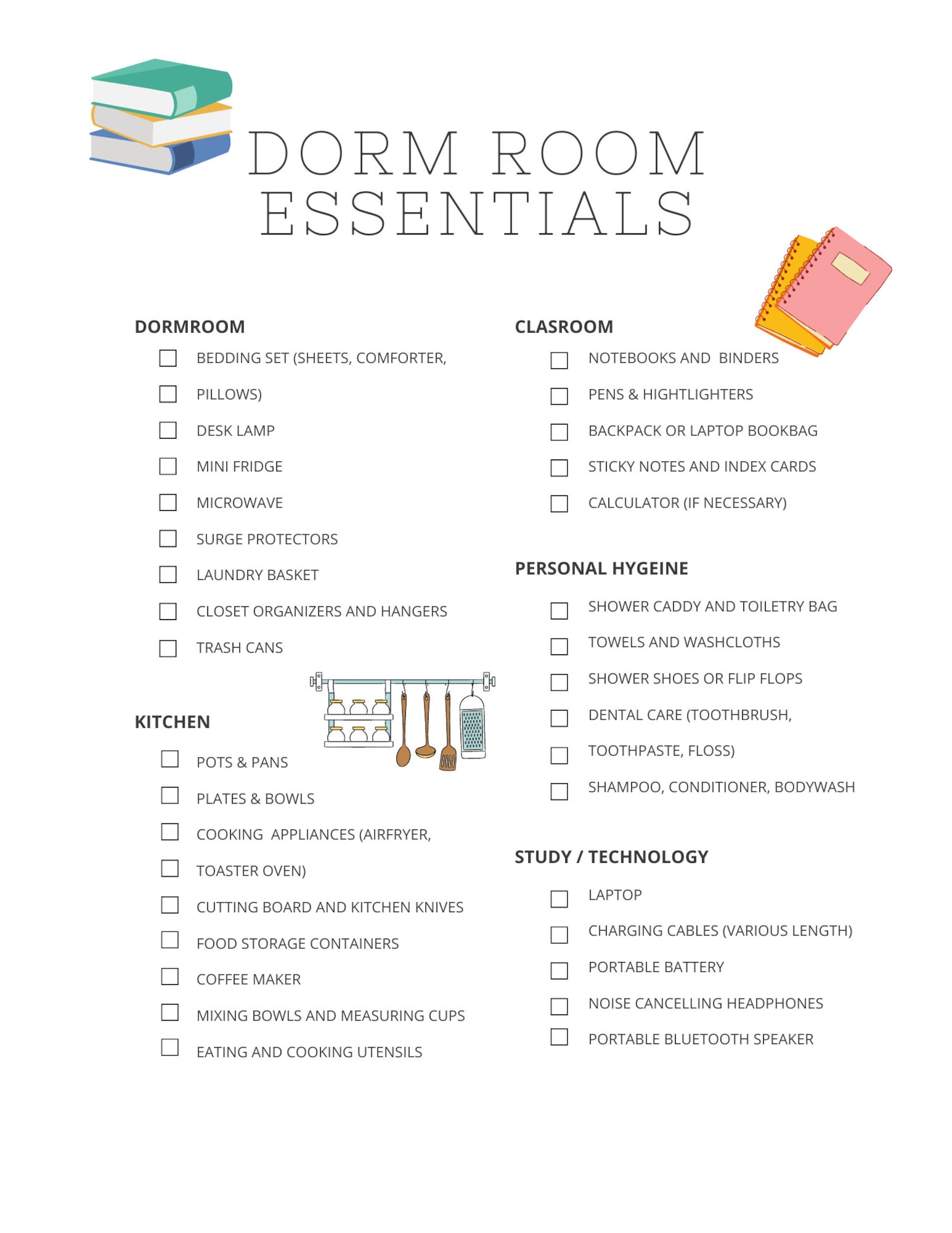 Best Packing List for Freshman, College Ready, Essentials Packing List ...