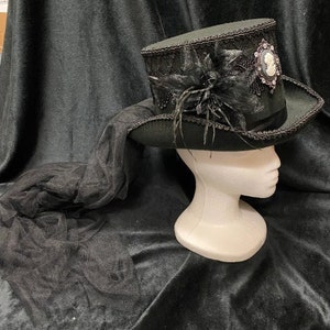 Ladies' Top Hat With Veil and Cameo | Victorian Gothic Vampire ...