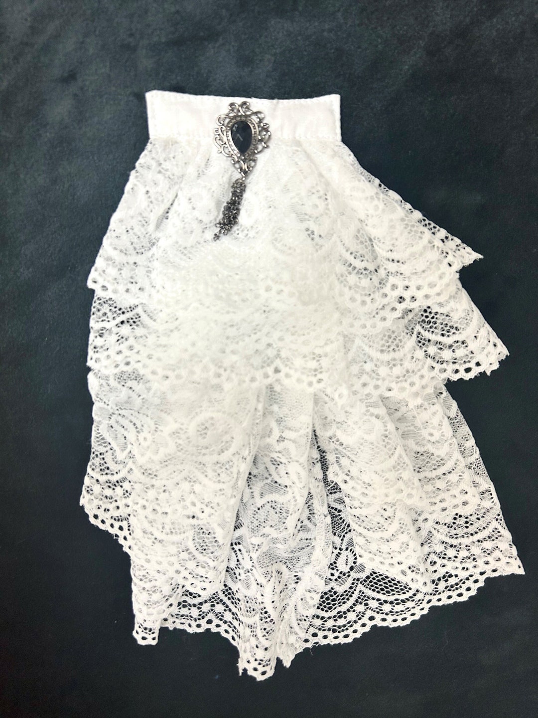 White OR Black Lace Jabot | Collar Clip Victorian Historical Vampire ...