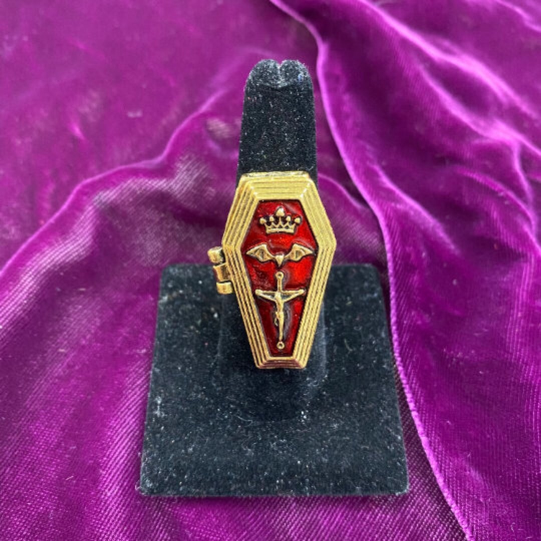 Coffin Locket Ring | Silver or Gold | Adjustable | Gothic Vampire ...