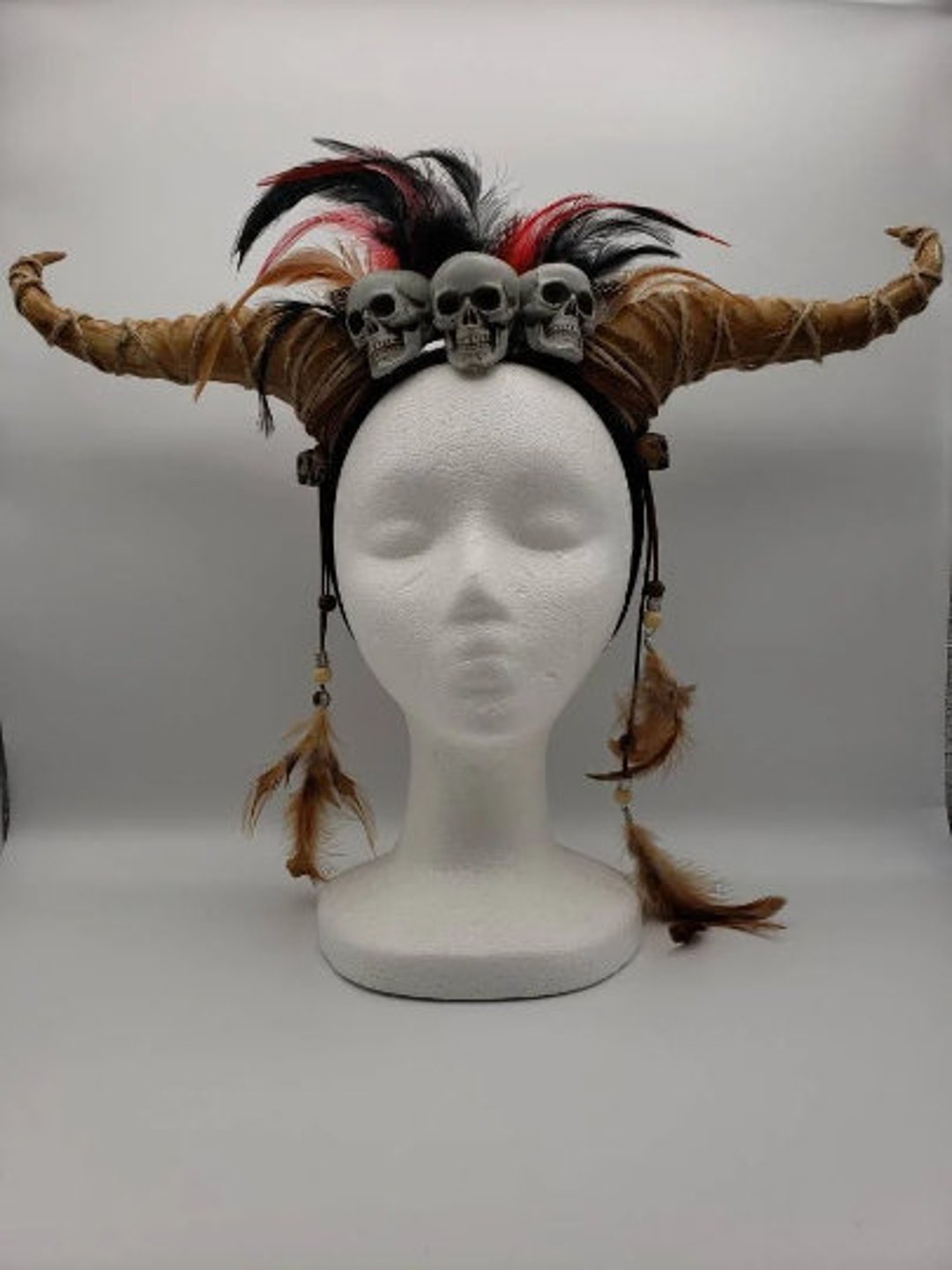 Wide Horned Voodoo Headband | Shaman Witch Doctor Ritual Halloween - Etsy