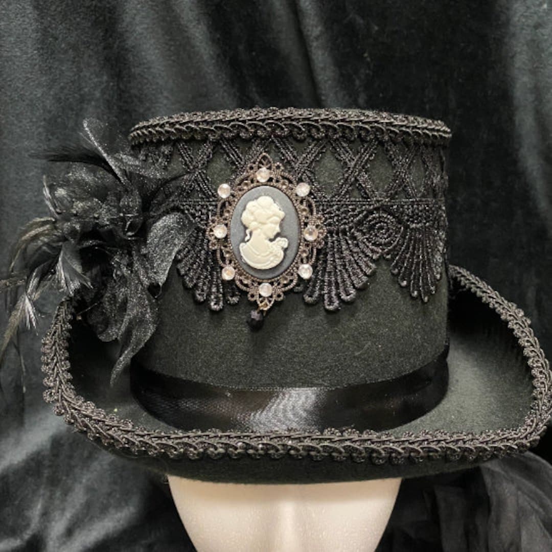 Ladies' Top Hat With Veil and Cameo | Victorian Gothic Vampire ...