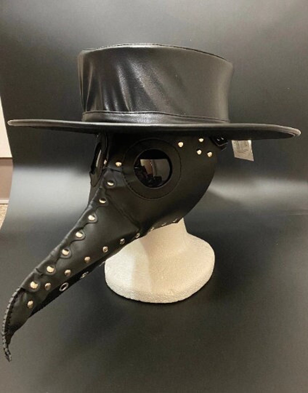 Black Pleather Plague Doctor Hat | Steampunk Renaissance Medieval ...