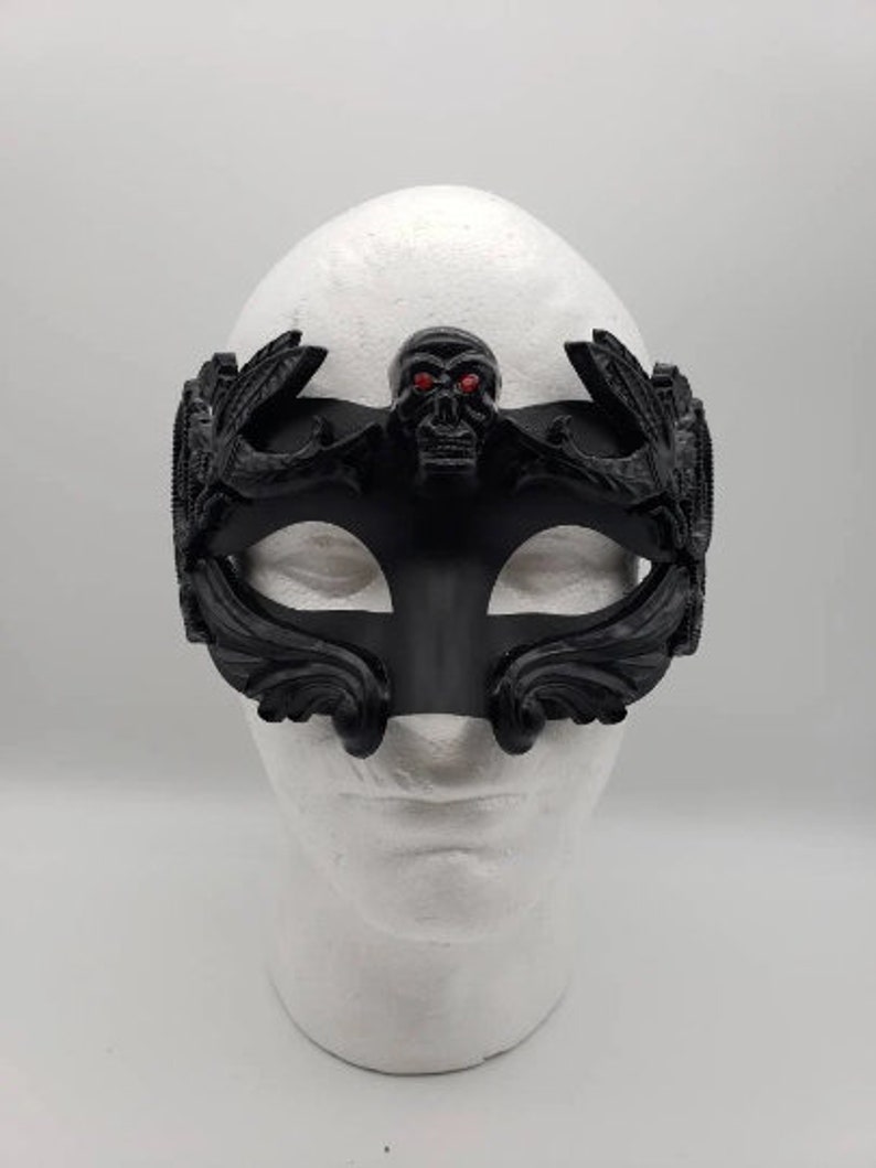 Black Devil Masquerade Mask | Demon Swirl Red Eyes Detail Venetian ...