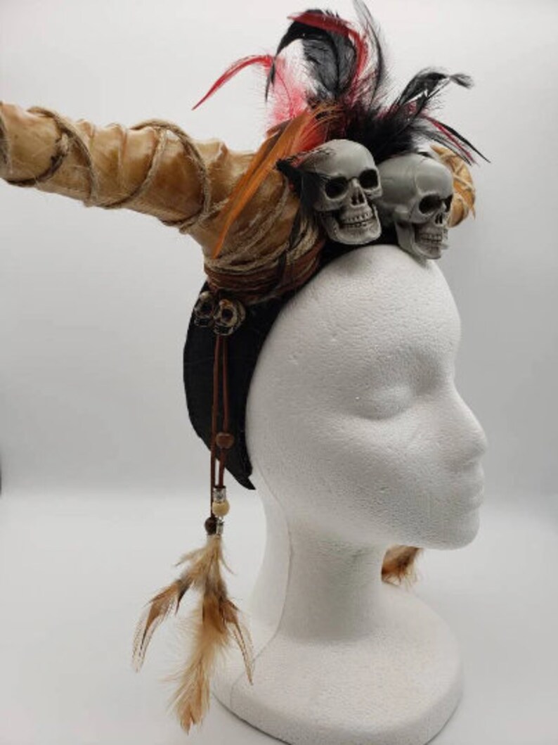 Wide Horned Voodoo Headband | Shaman Witch Doctor Ritual Halloween - Etsy