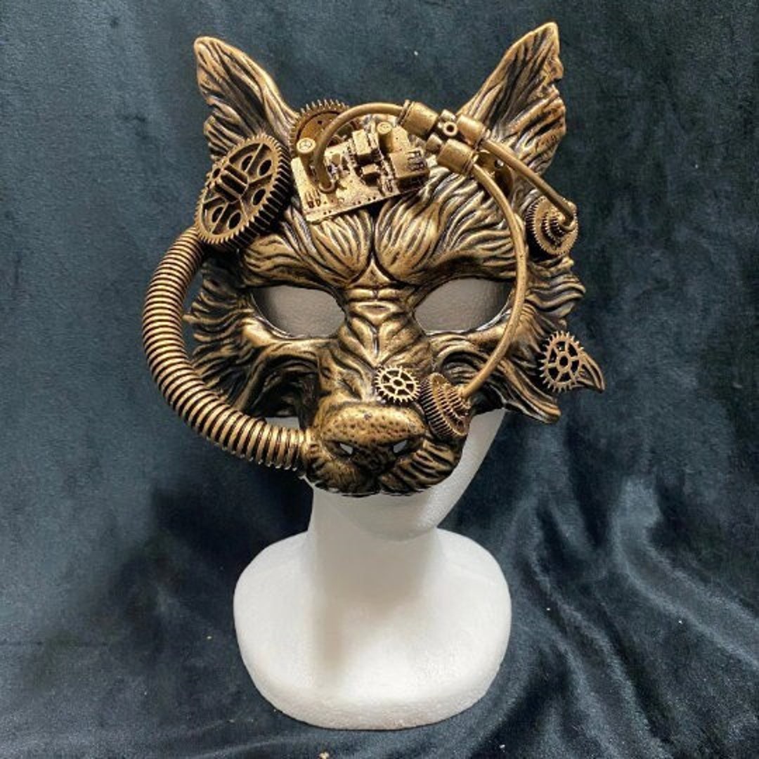 Gold Wolf Steampunk Mask | Forest Fairy Fae Woodland Futuristic Witchy ...