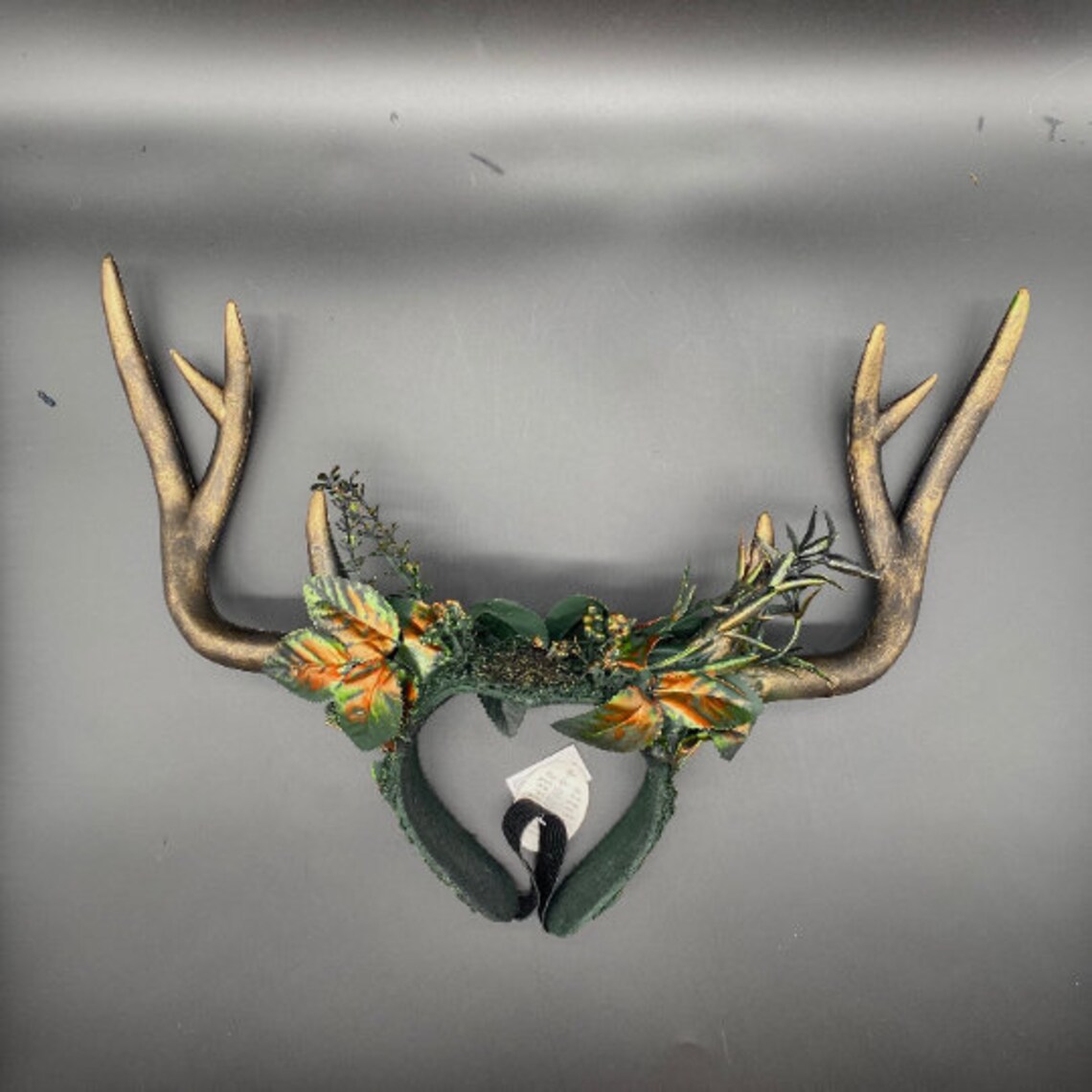 Woodland Antler Headband | Metallic Gold Moss Leaf Detail | Woodland ...