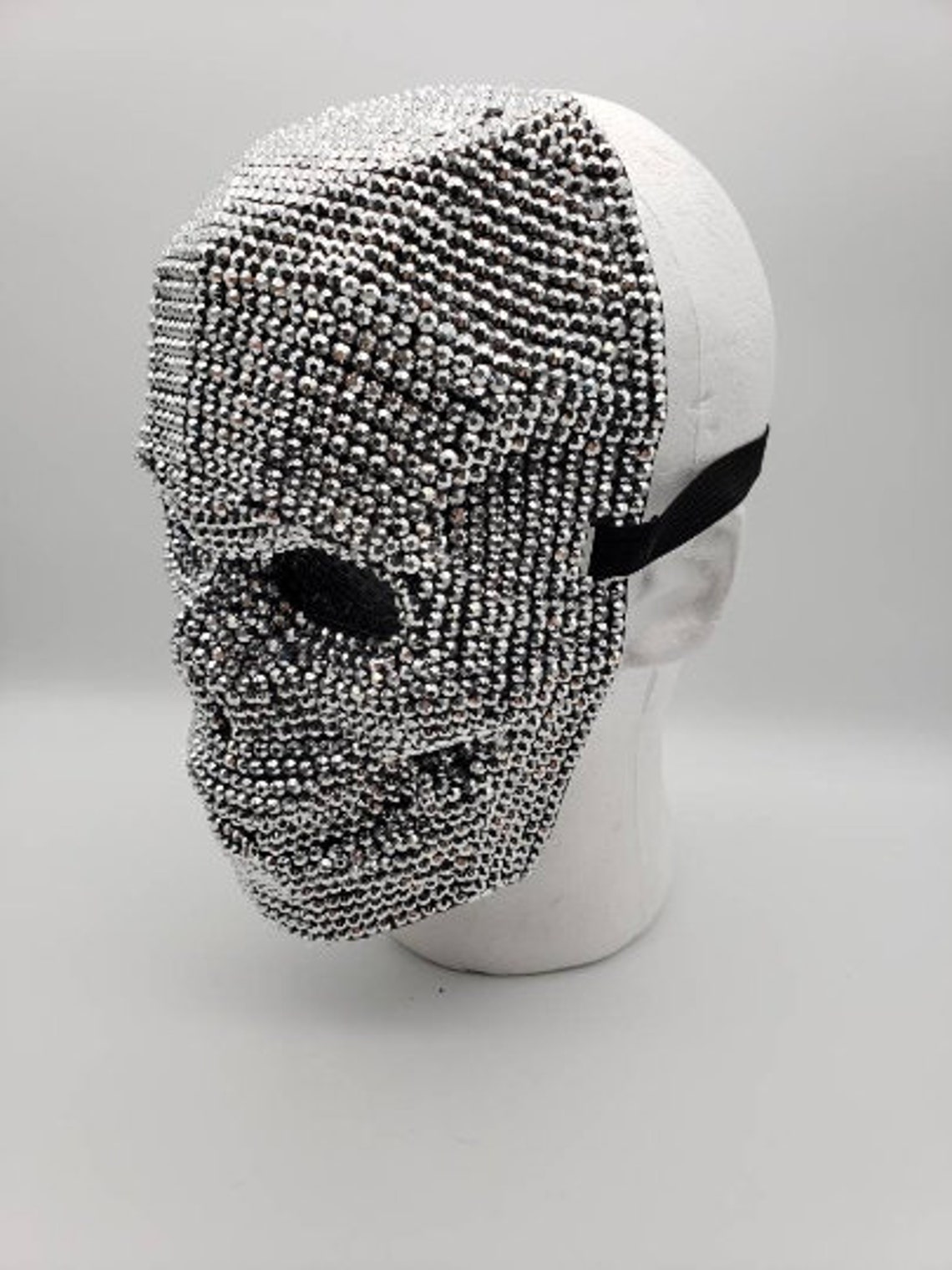 Silver Rhinestone Skull Mask Full Face Music Festival - Etsy
