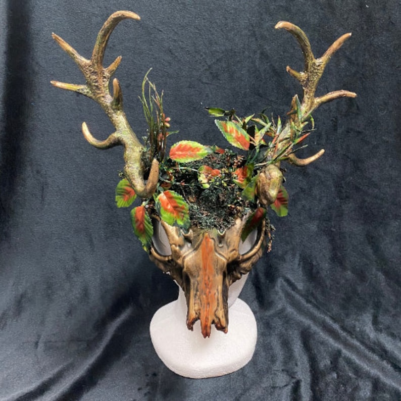 Forest Deer Skull Mask With Antlers Gold Silver Copper Black - Etsy