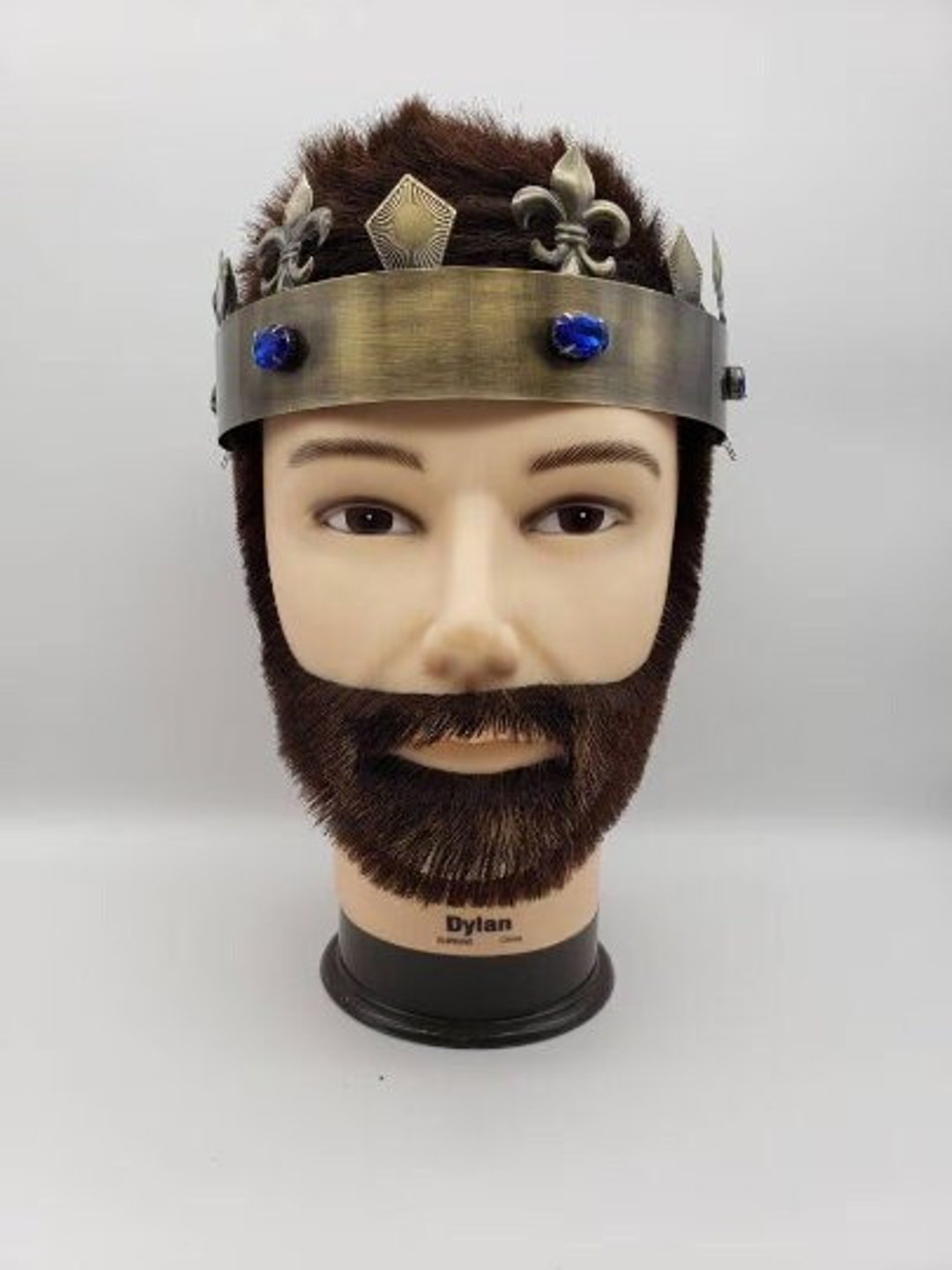 Brass King's Crown | Blue Rhinestones | Medieval Renaissance Men's ...