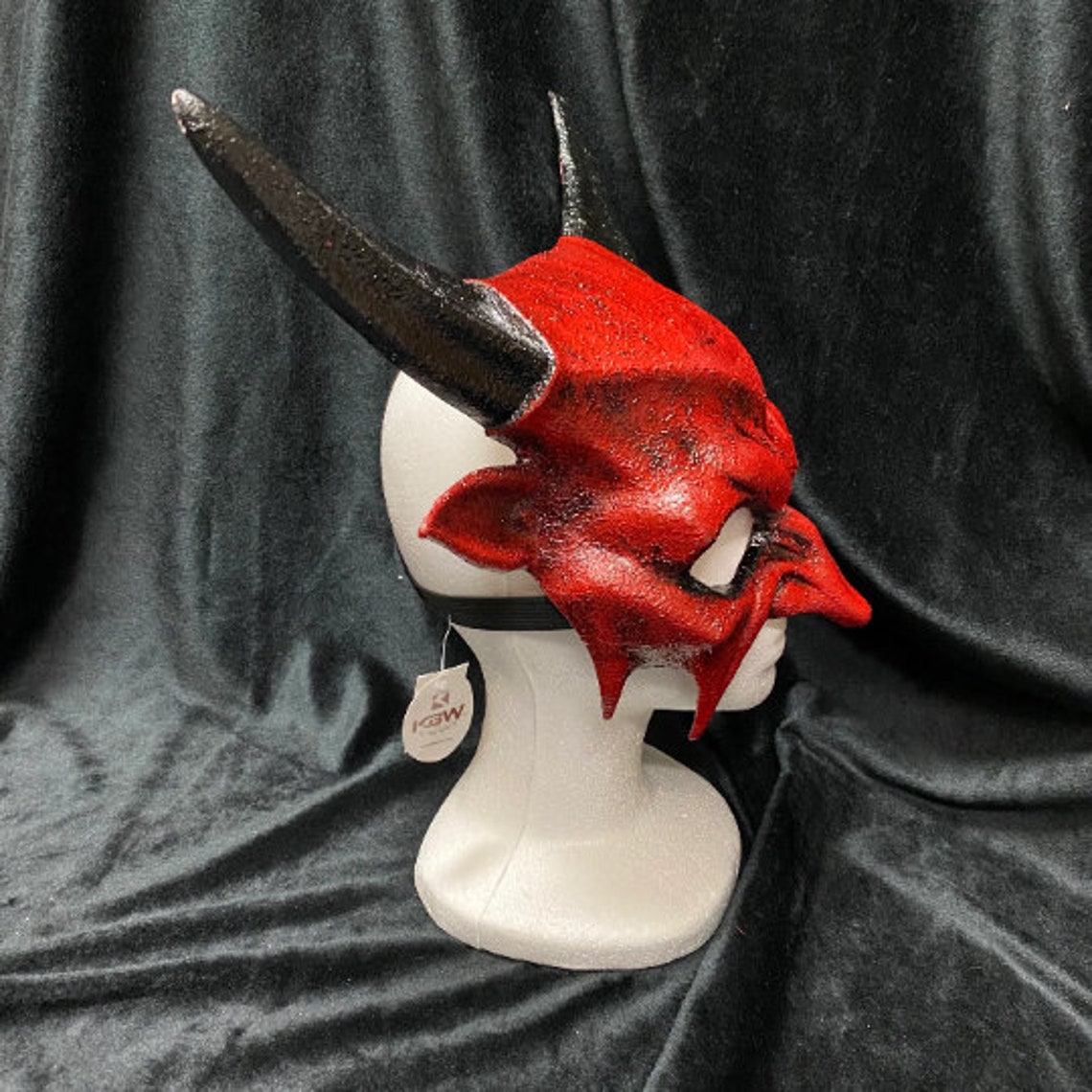 Red Devil Mask | Wide Horns Rubber | Halloween Masquerade Mardi Gras - Etsy