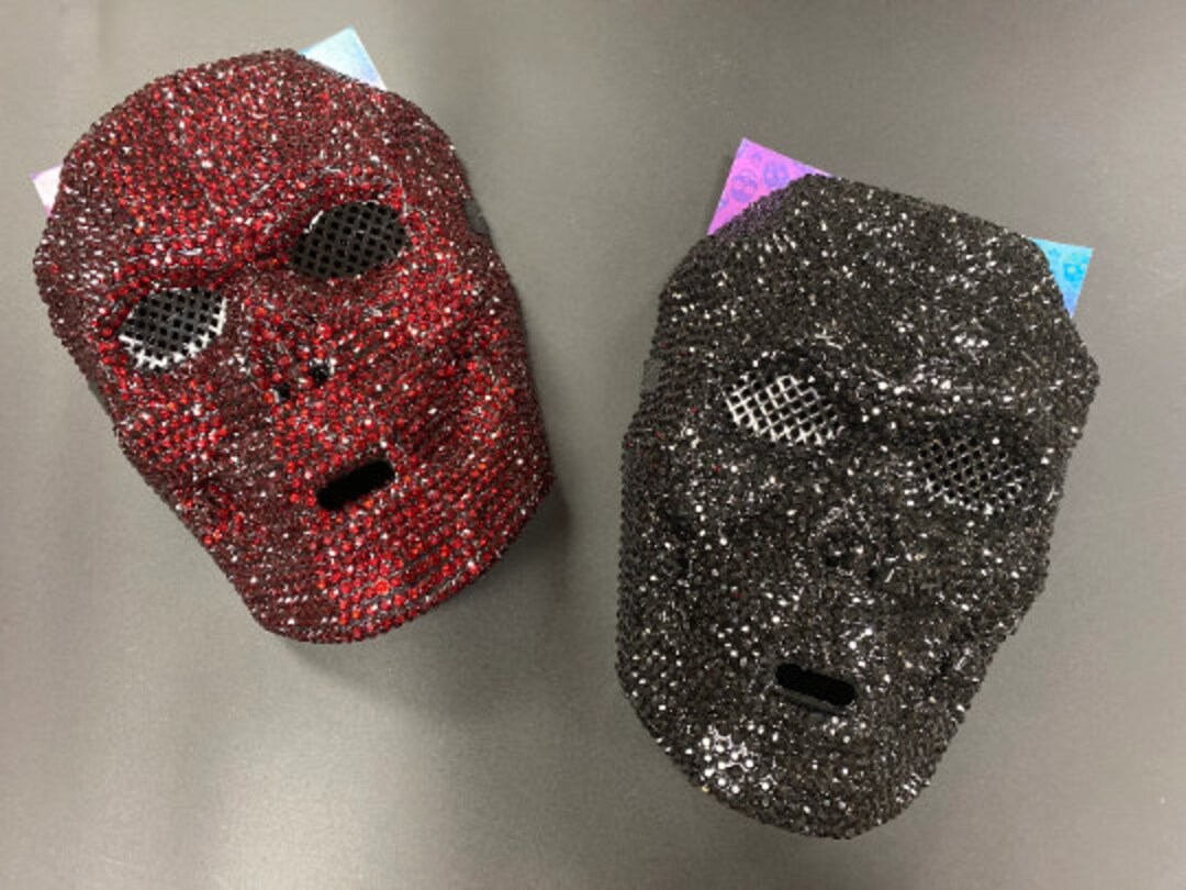 Rhinestone Skull Mask | Red Black Silver | Full Face Music Festival ...